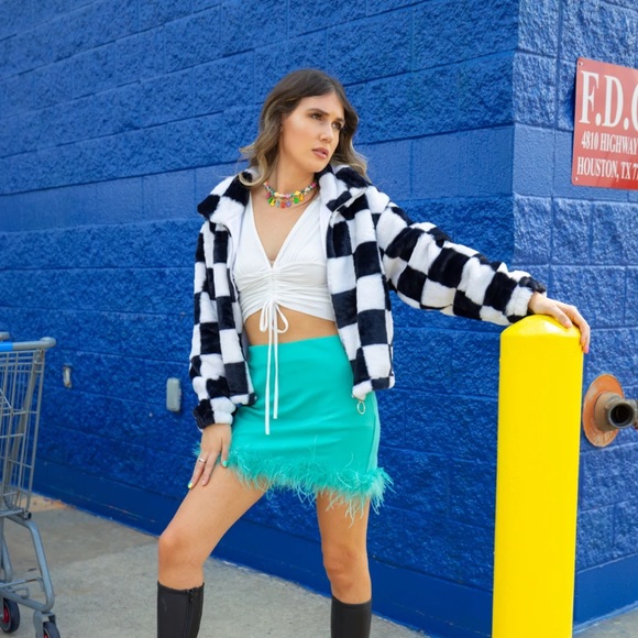 Jackets & Coats | Fuzzy Checkered Print Jacket | Poshmark
